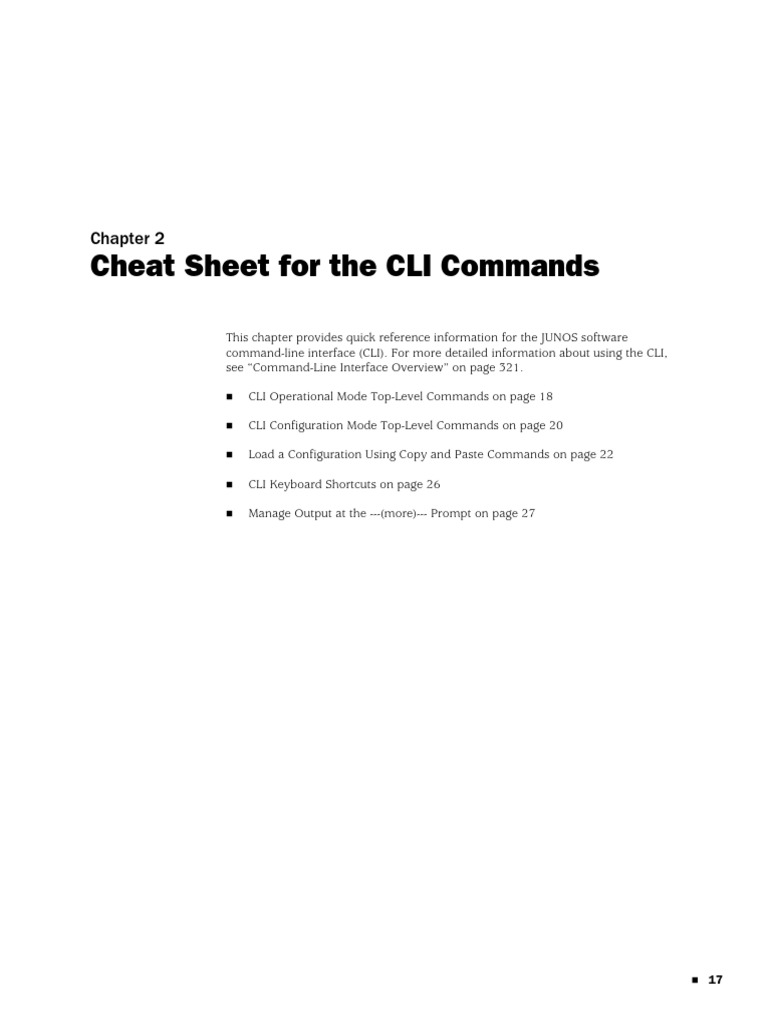 Juniper Cheat Sheet | Command Line Interface | Computer File