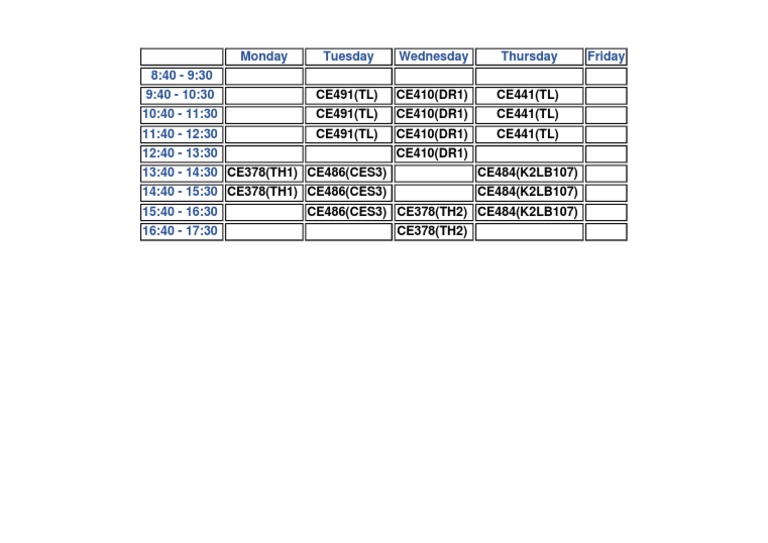 Engineering Class Schedule | PDF