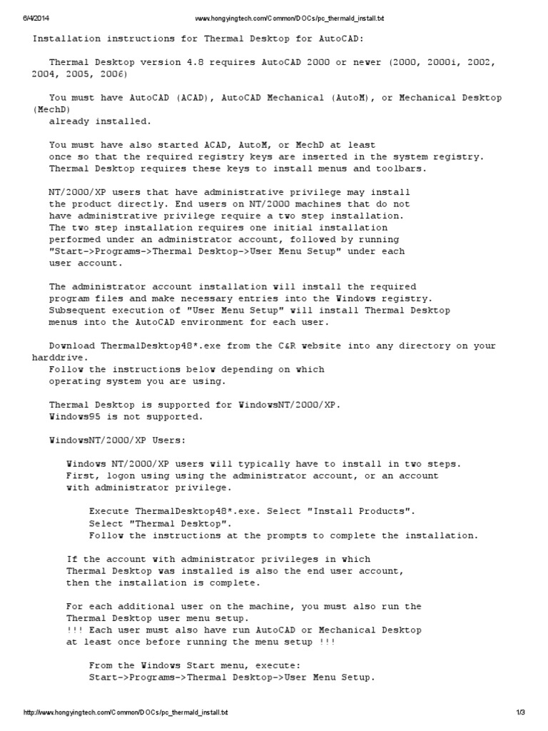 Thermal Desktop Installation Guide | PDF | Windows Registry | Desktop ...