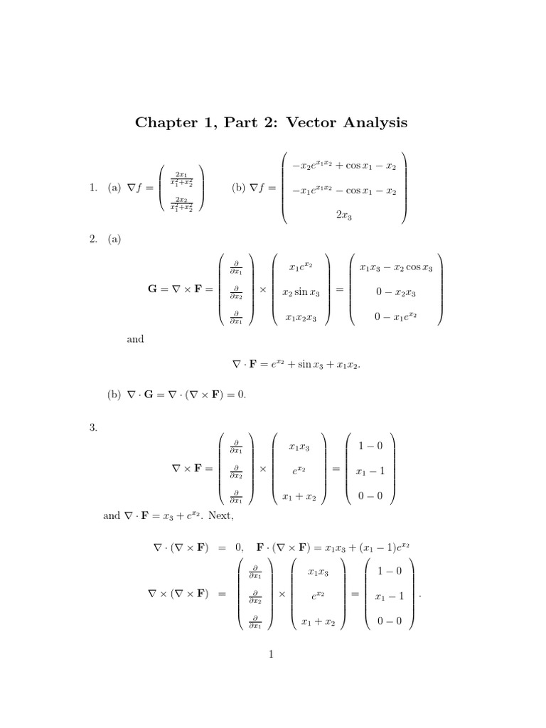 Chapter 1, Part 2: Vector Analysis: 2x X +X 2x X +X 2 X X 1 2 | PDF ...