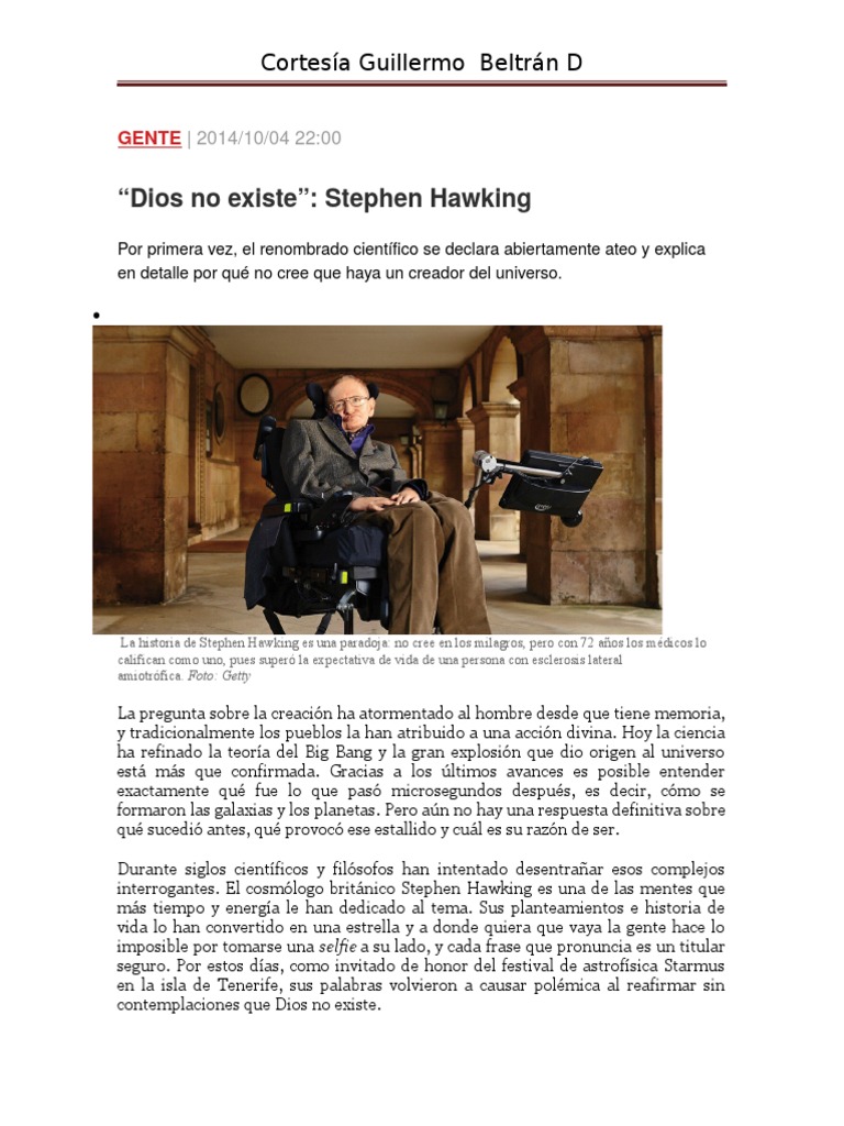 Dios No Existe Stephen Hawking Pdf Stephen Hawking Física