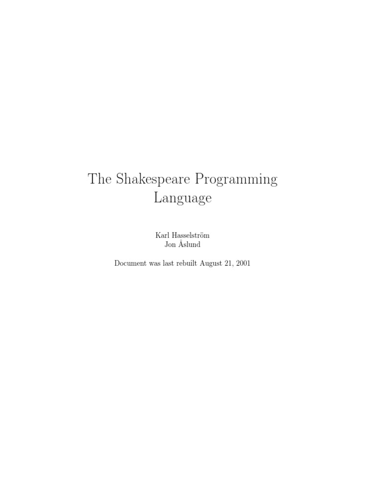 Shakespeare Language | PDF | Compiler | Parsing