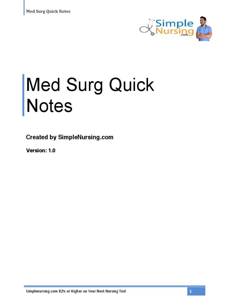 Quicknotes Medsurg | PDF | High Density Lipoprotein | Low Density ...