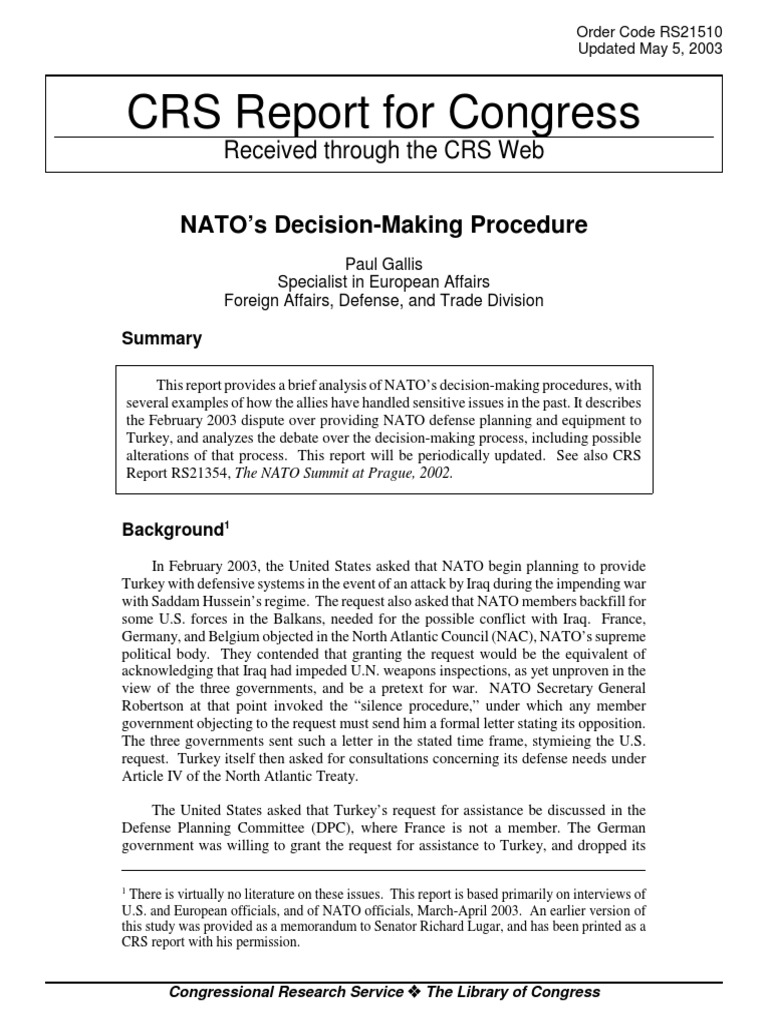 NATO's Consensus Decision-Making Process | PDF | Nato | Consensus ...