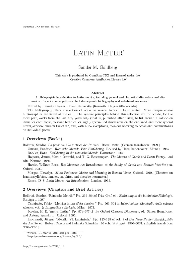 An Introduction to Latin Metrics: A Comprehensive Overview of Latin ...