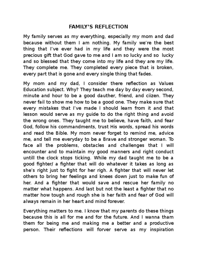 Family'S Reflection | PDF | God | Religion And Belief