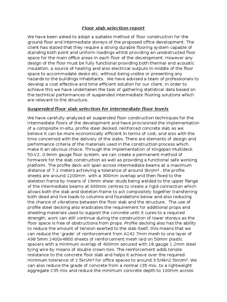 Floor Report Pdf Concrete Framing Construction