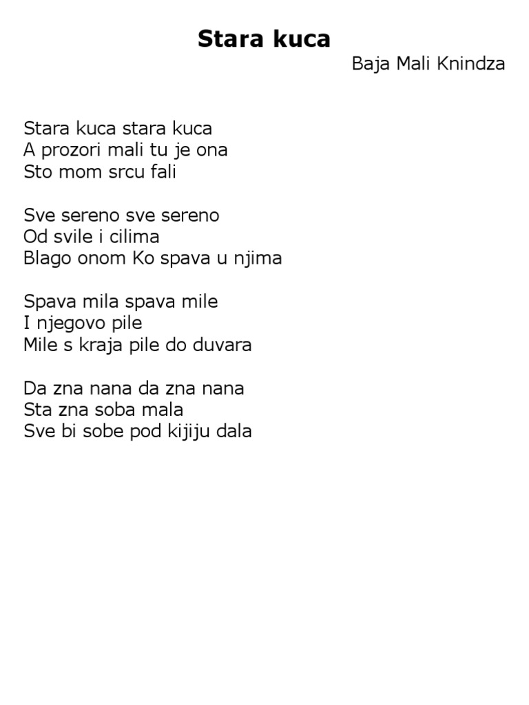 Baja Mali Knindza - Stara Kuca | PDF