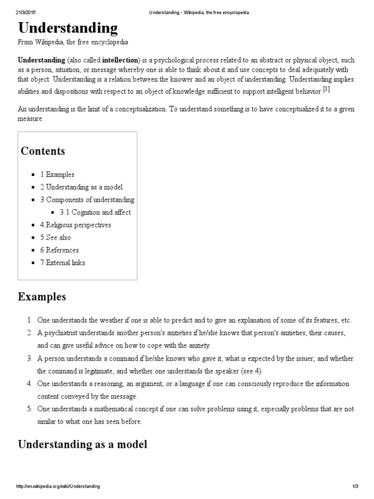 Understanding: From Wikipedia, The Free Encyclopedia | PDF ...
