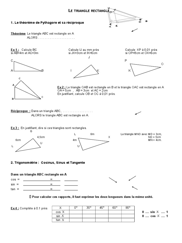 3eme.theoreme.pythagore.trigonometrie.JeuSetEtMaths.doc | Triangle | Cercle