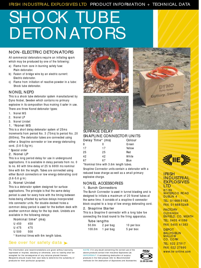 Shock Tube Detonators | PDF | Explosive Material | Explosion