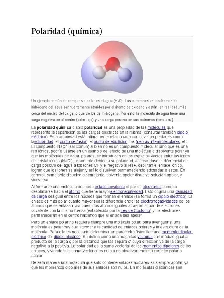 Polaridad de Las Moleculas | PDF | Polaridad química | Sustancias químicas