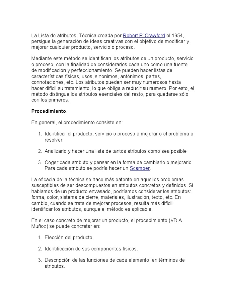 Lista de Atributos | PDF | Producto (Negocio) | Método científico