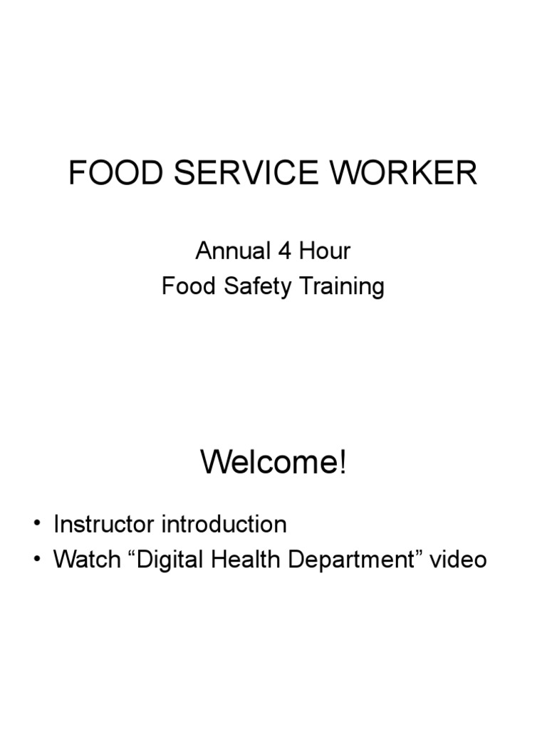 Food Service Worker: Annual 4 Hour Food Safety Training | PDF ...