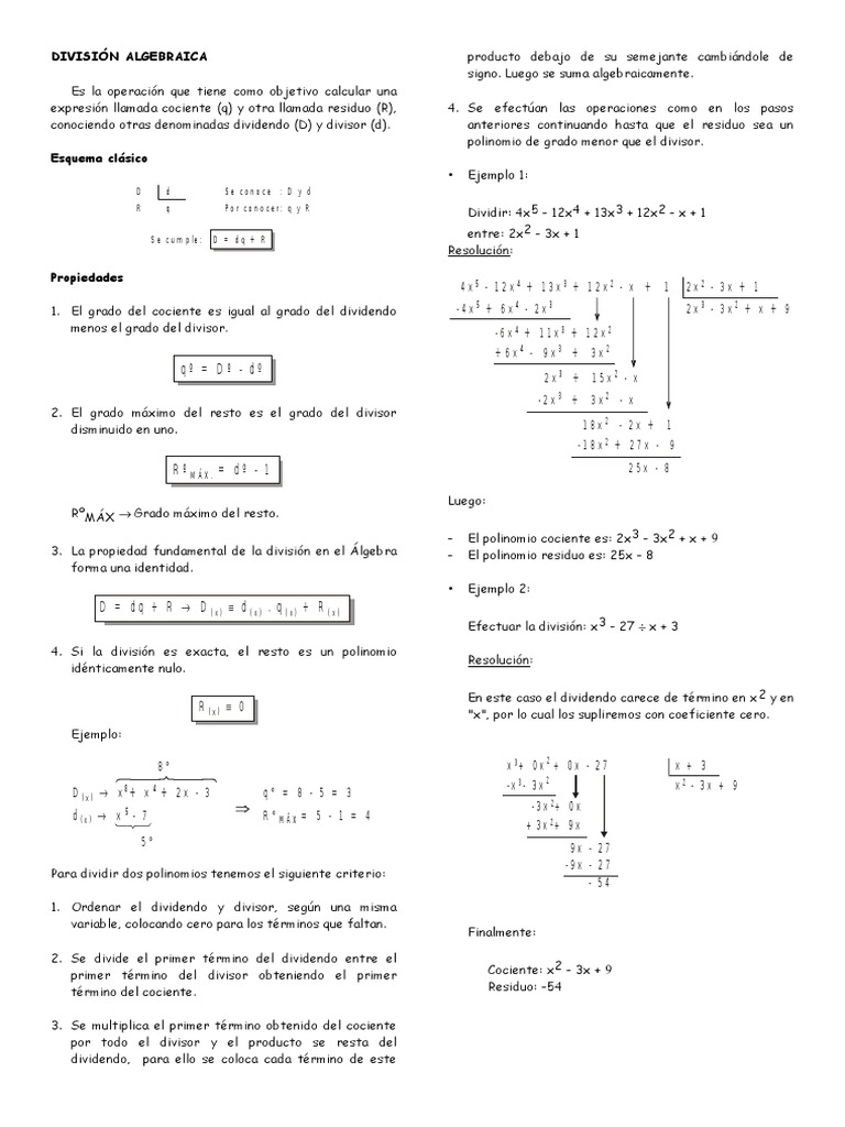 División Algebraica | División (Matemáticas) | Álgebra