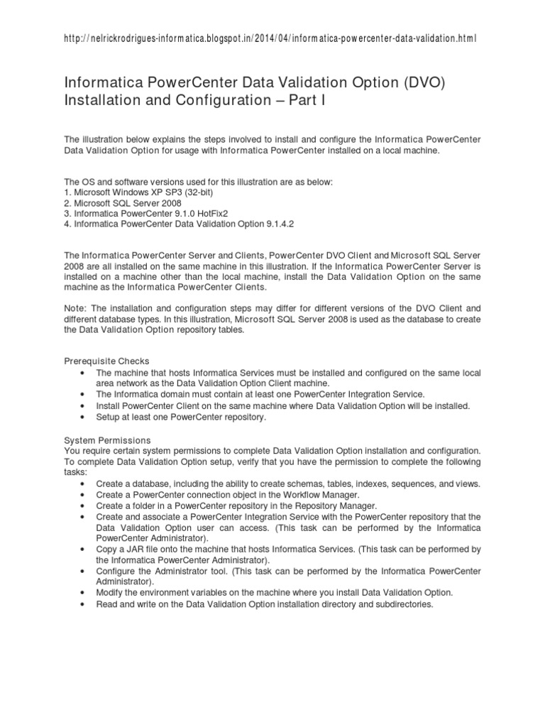Informatica Powercenter Dvo Installation Part I Pdf Microsoft Sql Server Directory Computing 