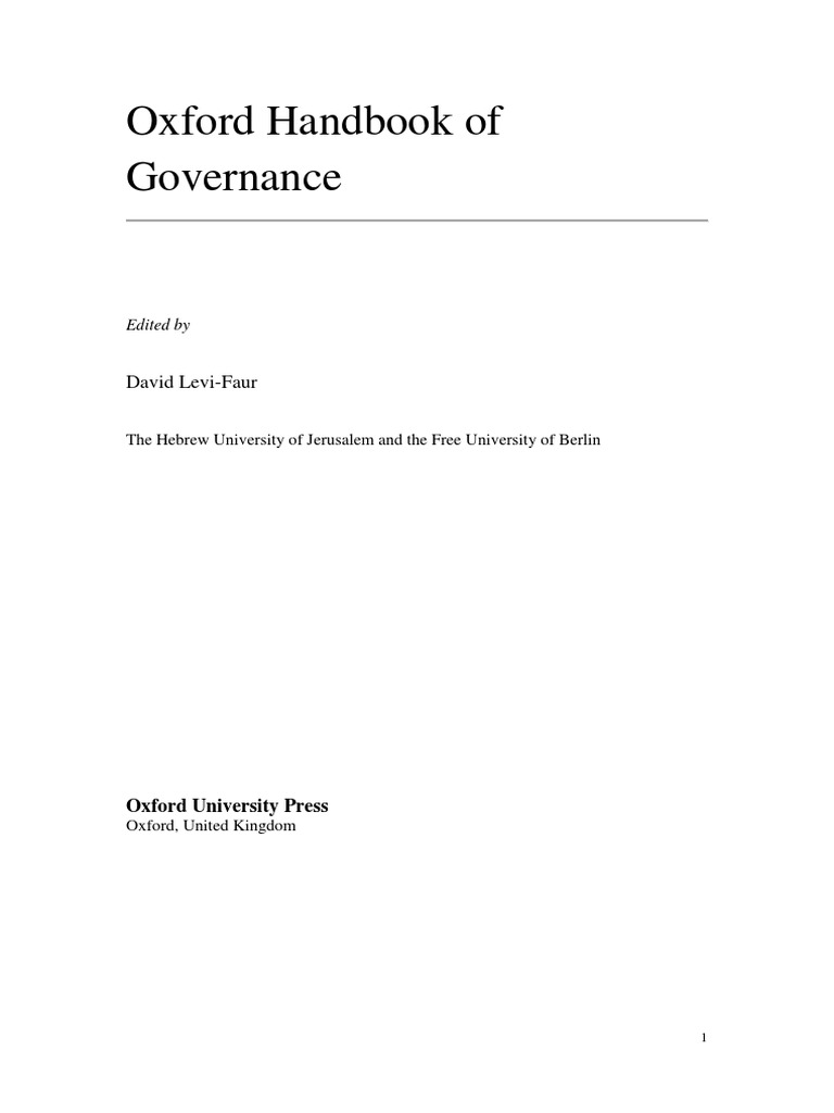 Oxford Handbook of Governance | PDF | Governance | Non Governmental ...