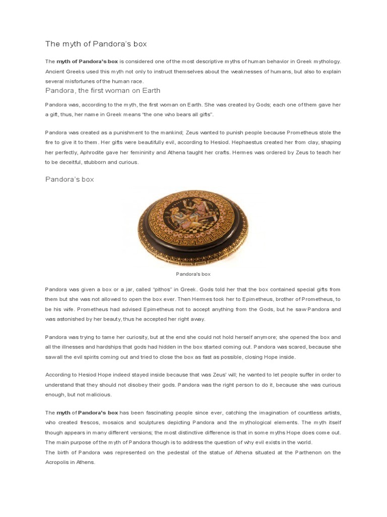 Greek Mythology - Pandora's Box | PDF | Prometheus | Ancient Greek Religion