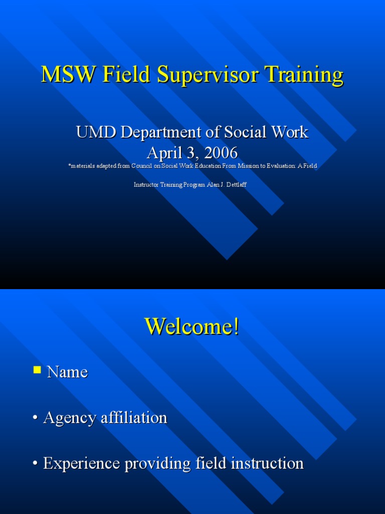 MSW Field Supervisor Training | Download Free PDF | Social Work | Learning
