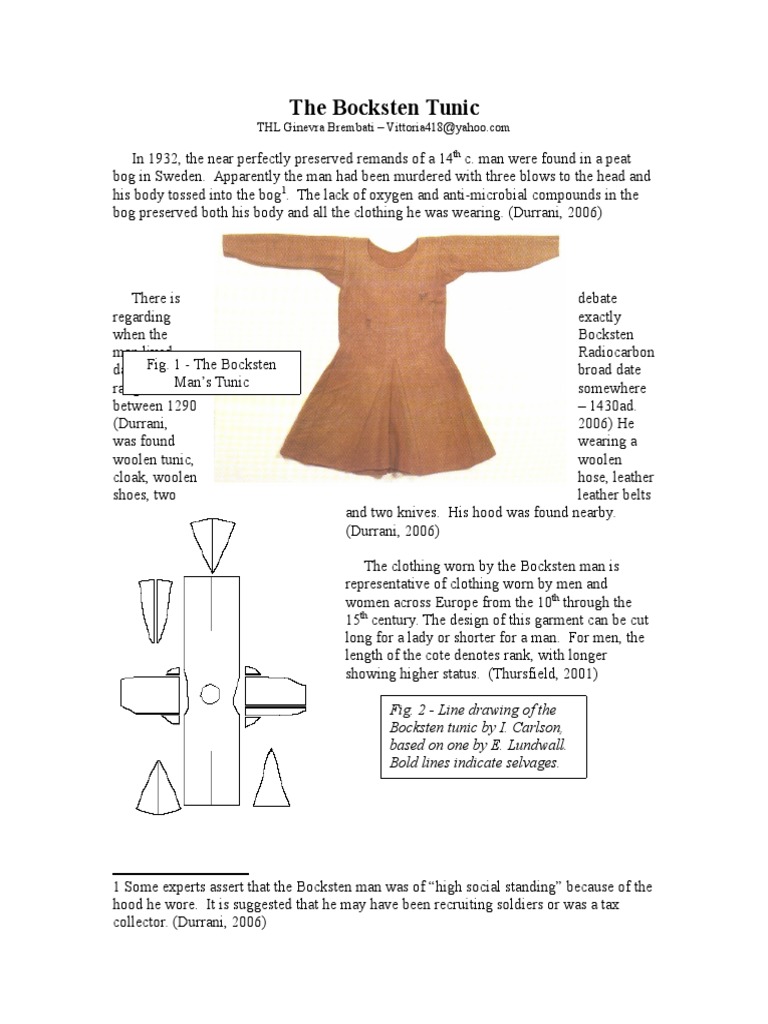 The 14th Century Bocksten Man's Preserved Woolen Tunic | PDF | Seam ...