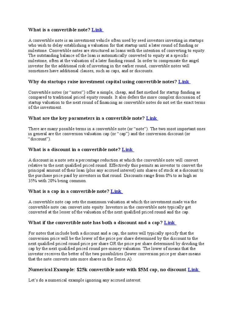What Is A Convertible Note | PDF | Stocks | Discounting