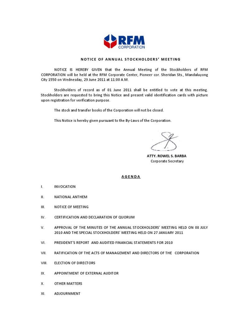 RFM Corp annual report | Audit Committee | Stocks