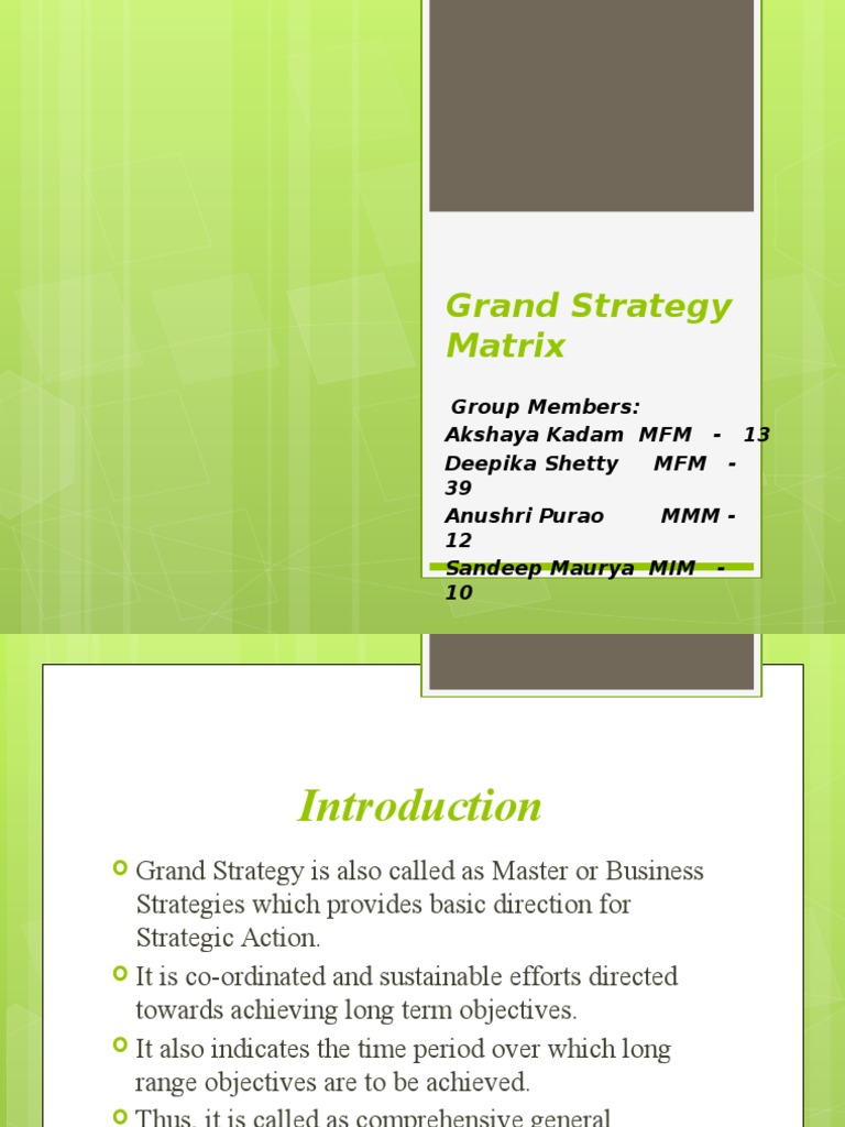 Grand Strategy Matrix | PDF | Market (Economics) | Marketing