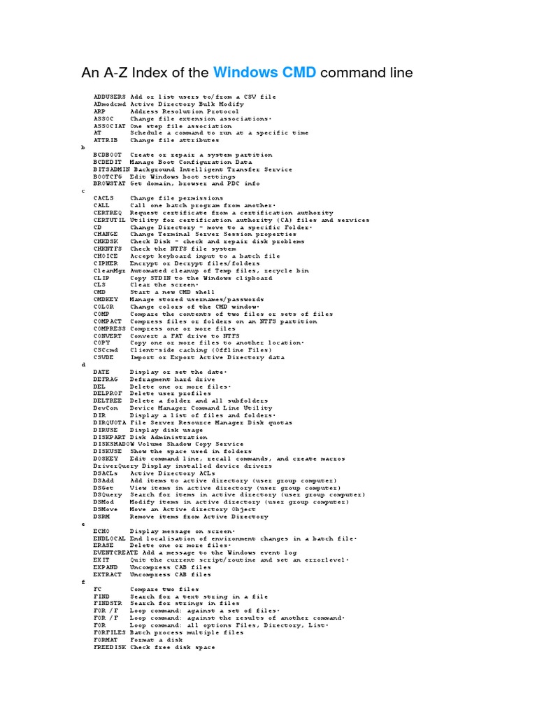 Wincommand Line Command Pdf Windows Registry Computer File