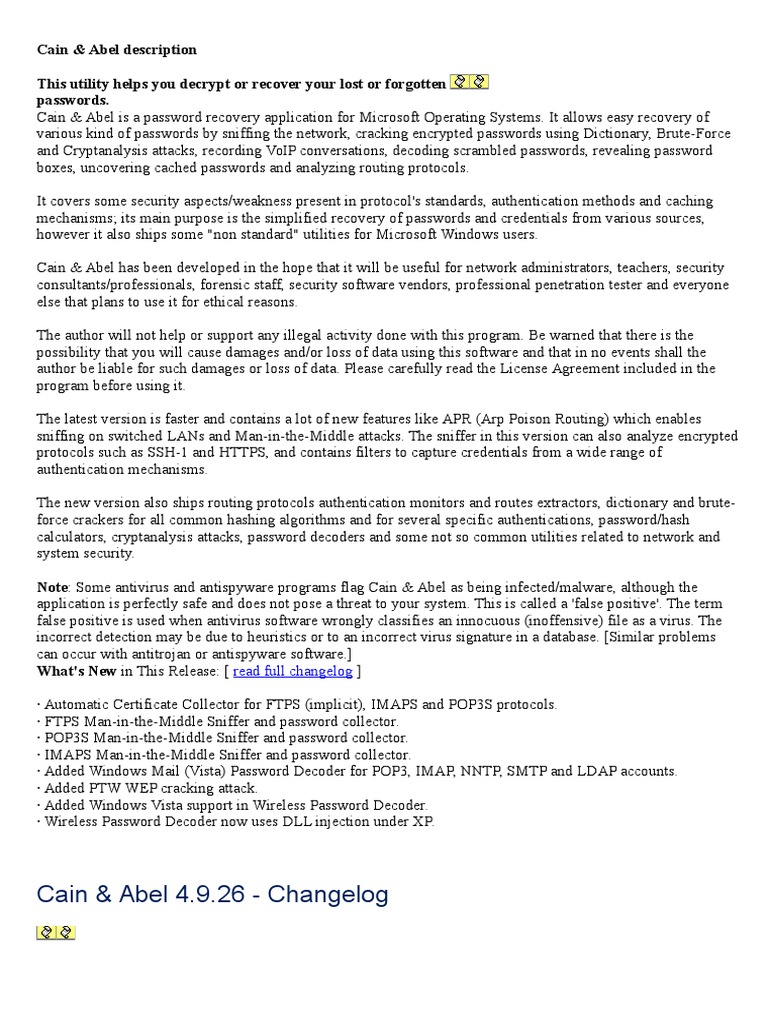 Cain & Abel Description | PDF | Password | Computer Networking