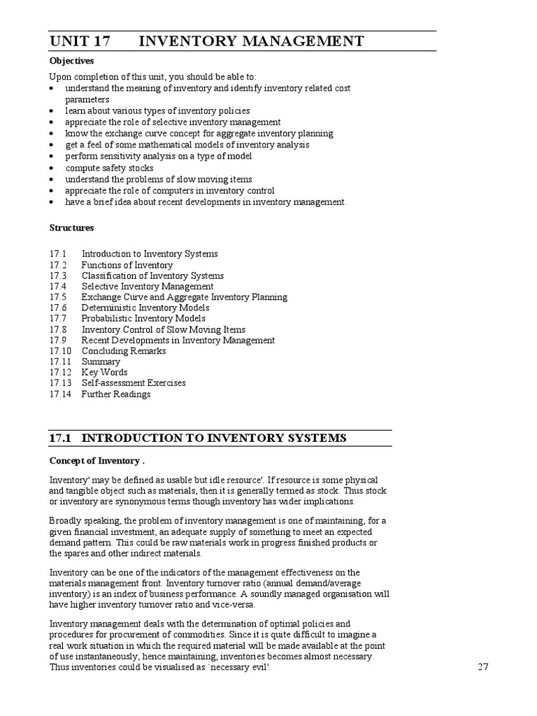 Inventory Management Techniques & Models | PDF | Inventory ...