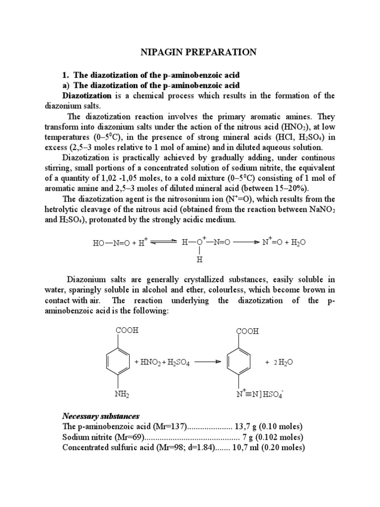 Diazotization of p-Aminobenzoic Acid | PDF | Acid | Sulfuric Acid