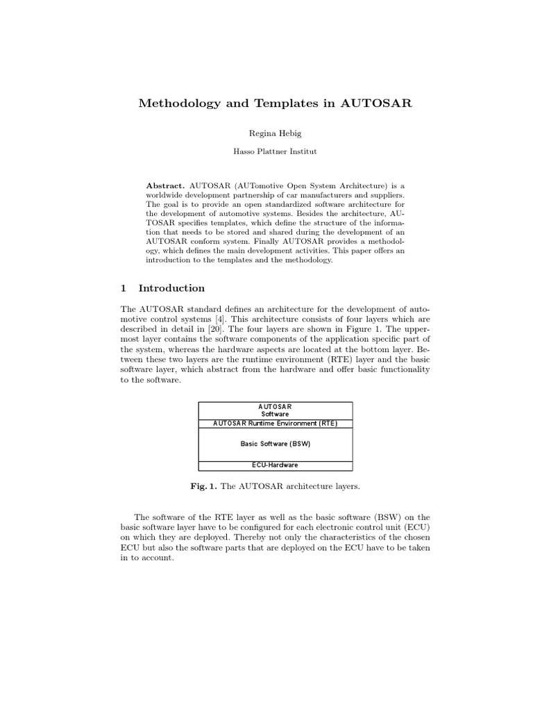 AutoSAR Methodology | PDF | Source Code | Software Development Process