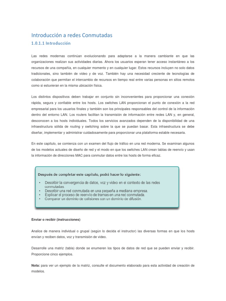1 Introducción A Redes Conmutadas | PDF | Conmutador de red | Red de computadoras