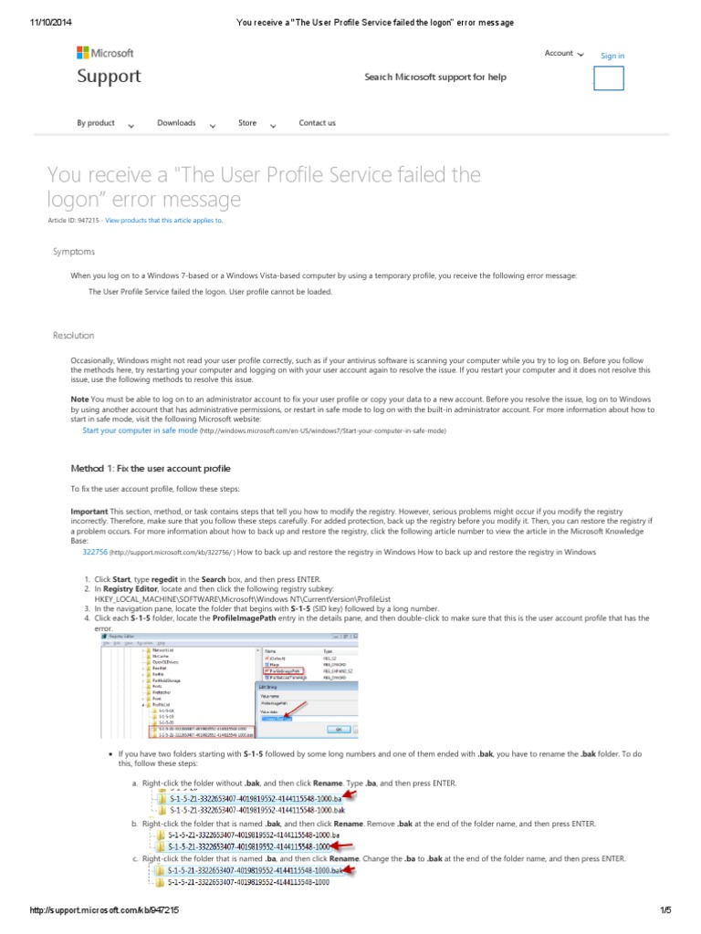 The User Profile Service Failed The Logon" Windows Error Message ...