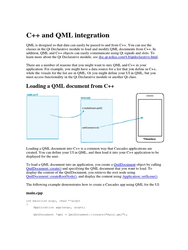 C and QML Integration | PDF | C++ | Object (Computer Science)