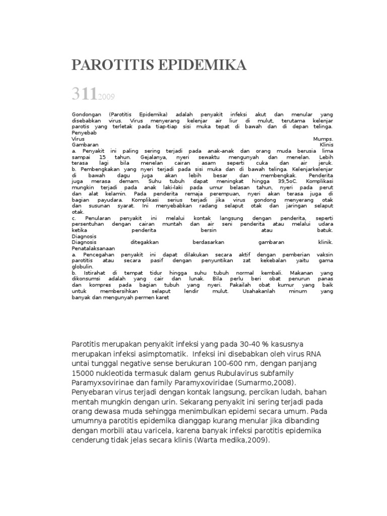 Panduan Parotitis untuk Perawat | PDF