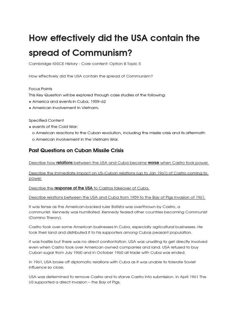 How Effectively Did The USA Contain The Spread of Communism | PDF ...
