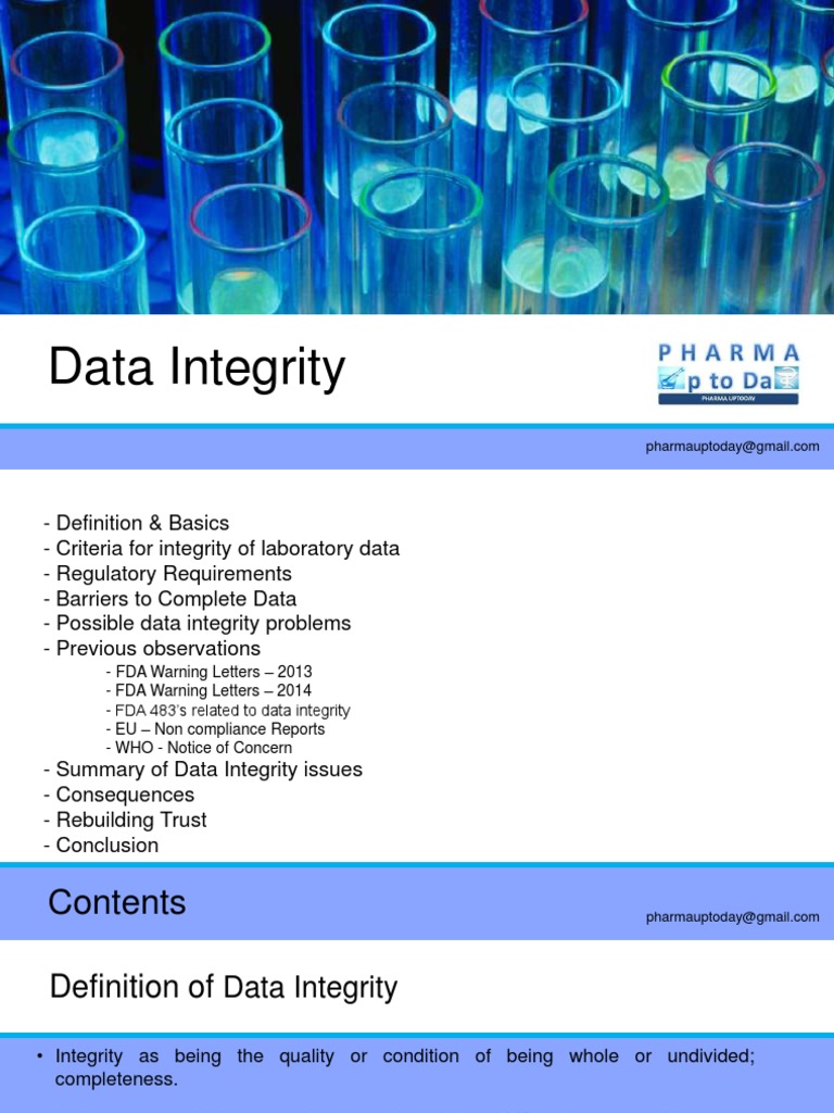 Presentation On Data Integrity in Pharma | PDF | Food And Drug ...