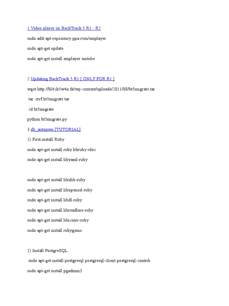 Backtrack 5 R1&R2 Tutorials | PDF | Advanced Packaging Tool | Database ...