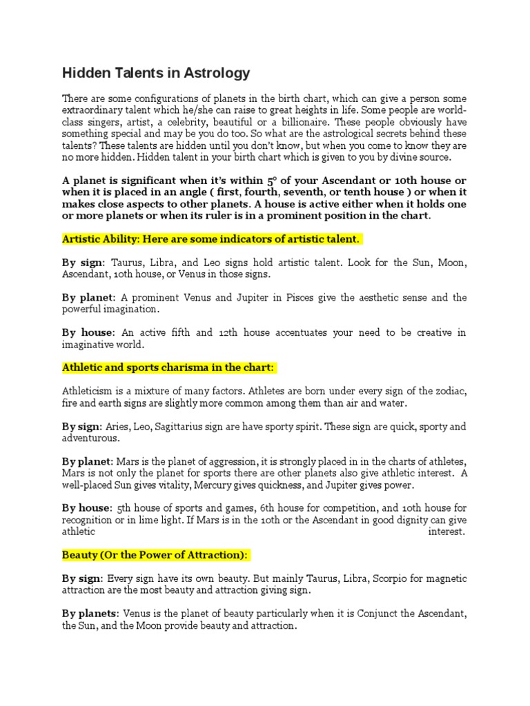 12 Hidden Talents in Astrology | PDF | Astrological Sign | Planets In ... 12 Hidden Talents in Astrology | PDF | Astrological Sign | Planets In ...