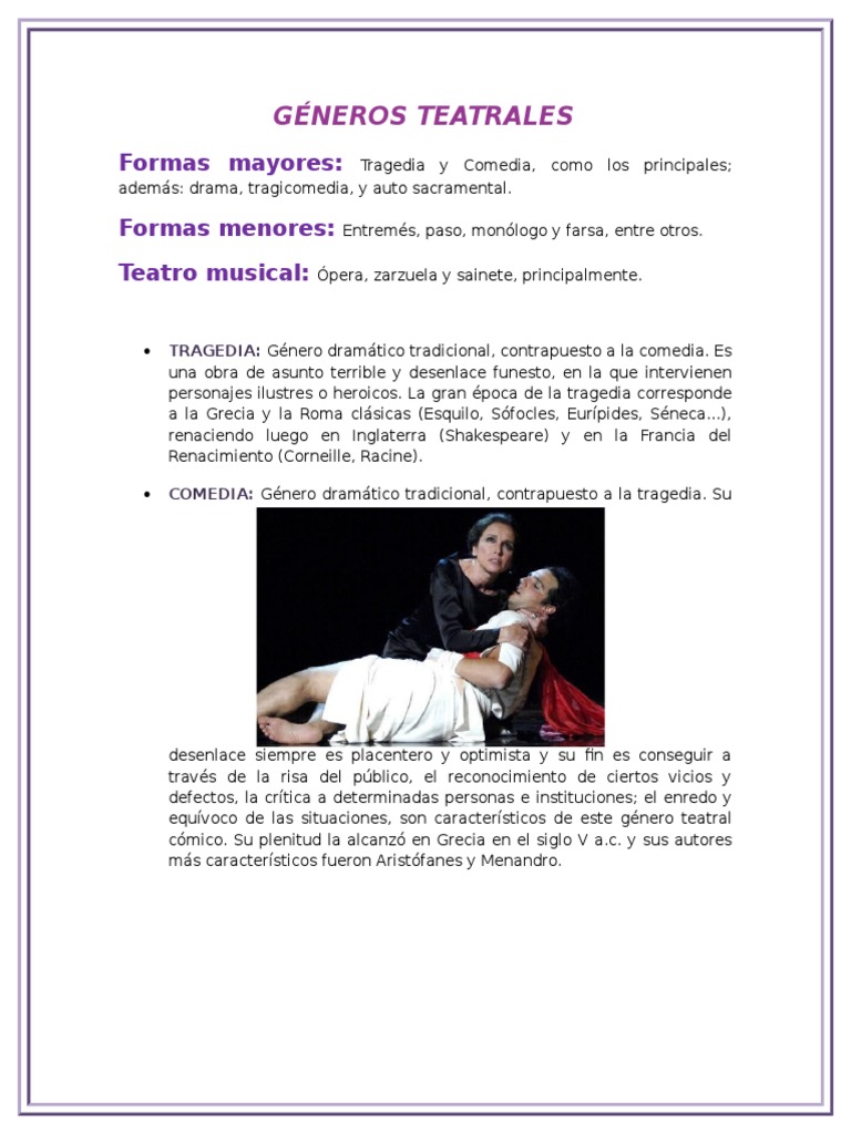 Géneros teatrales principales | PDF | Comedia | Tragedia
