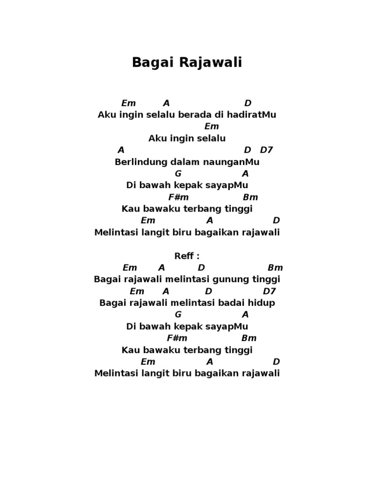 Lirik dan Chord Bagai Rajawali | PDF