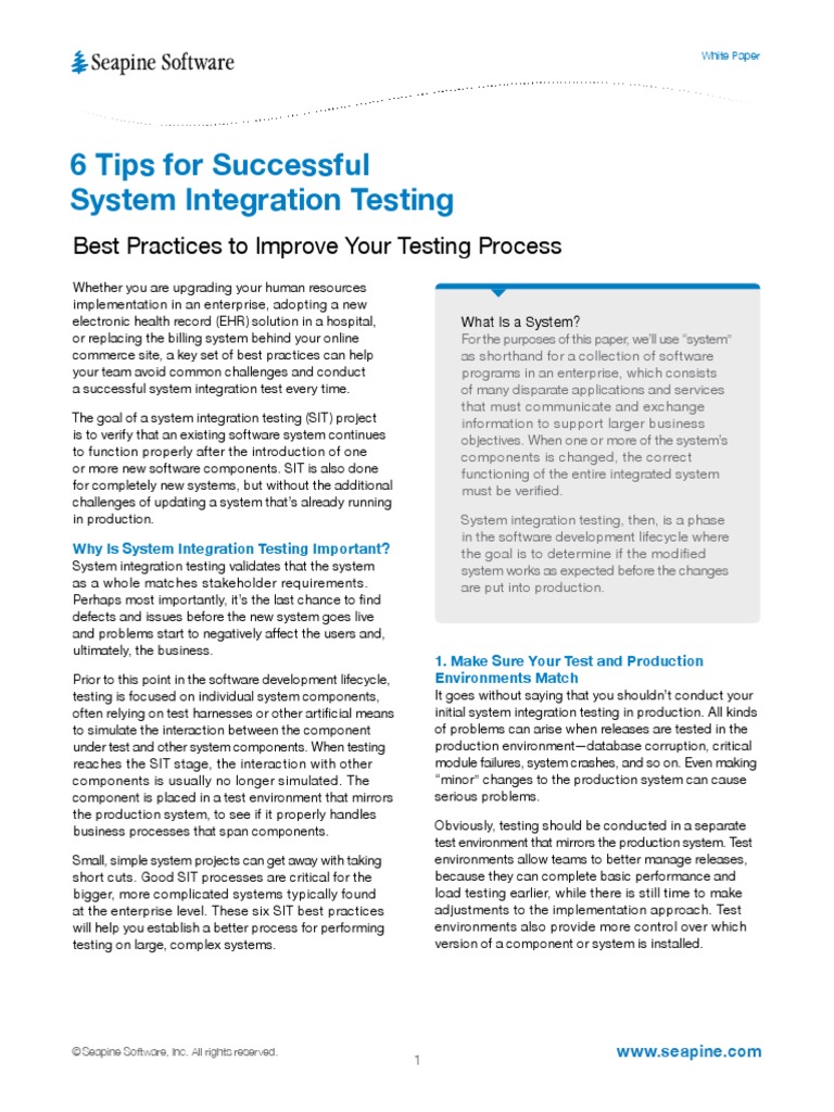 6 Tips System Integration Testing Whitepaper | PDF | Electronic Health ...