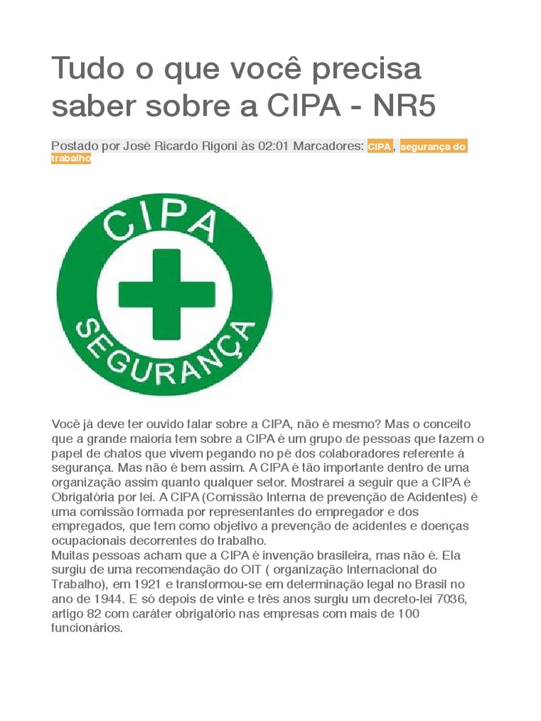 Tudo o Que Você Precisa Saber Sobre a CIPA - NR5