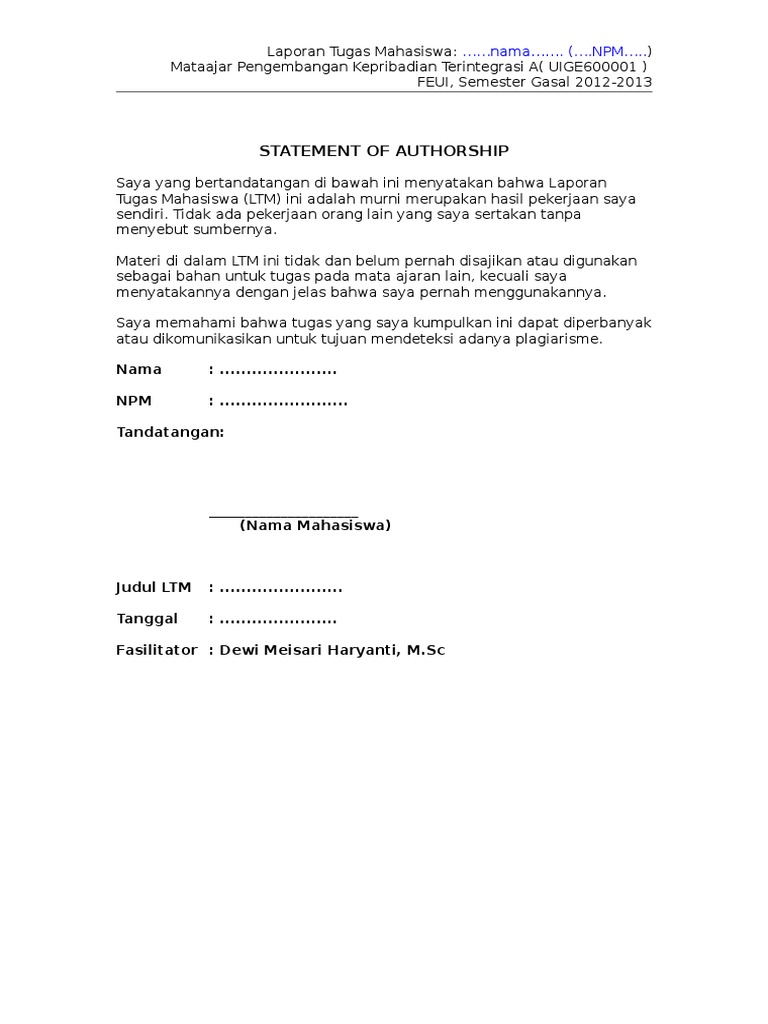 Format LTM | PDF | Karier & Perkembangan | Seni