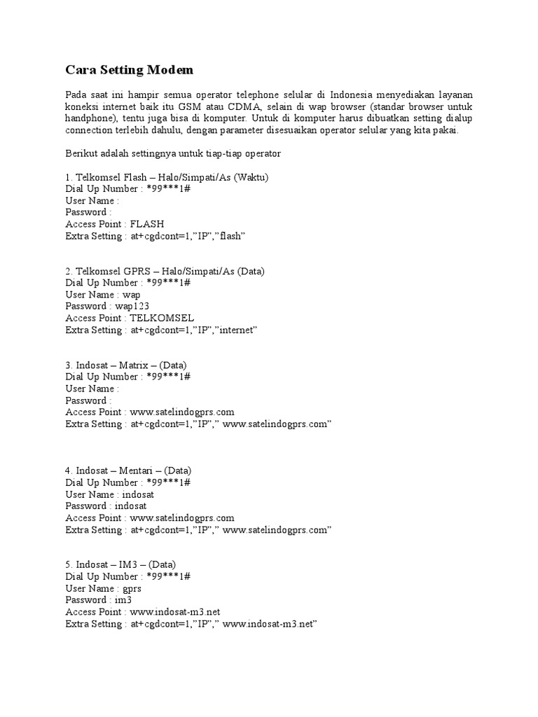 Cara Setting Modem | PDF