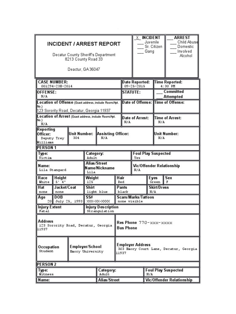 Incident Report | PDF | Misconduct | Crime & Violence