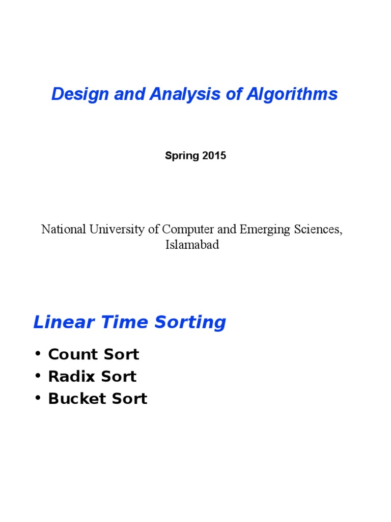 Linear Time Sorting Algorithms Explained | PDF