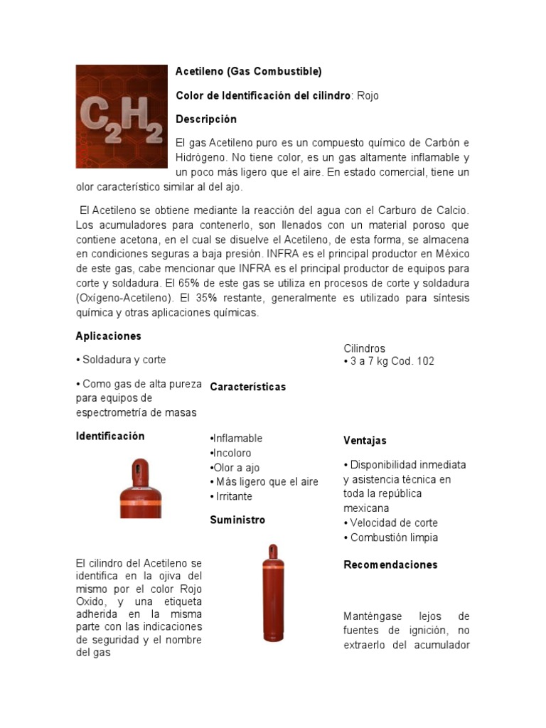 Acetileno: Características y Usos | PDF | Combustión | Combustibles