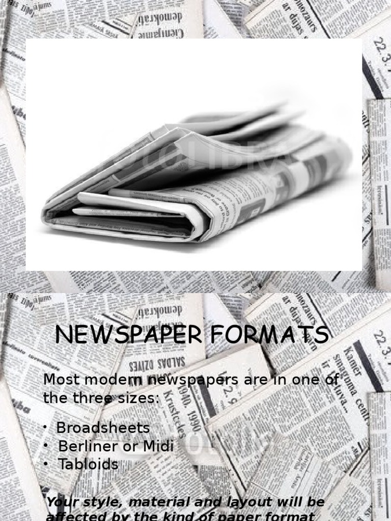 Newspaper Format - Tabloids | PDF | Newspapers | Publishing